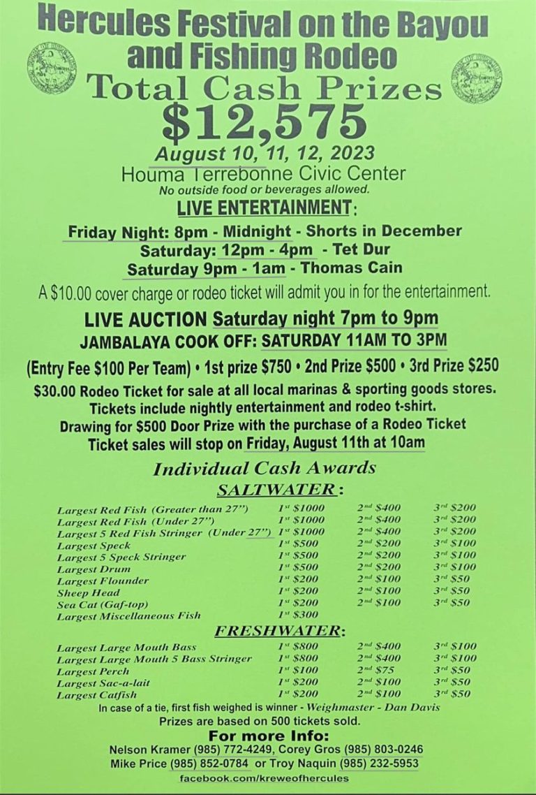 Krewe of Hercules Festival on the Bayou and Fishing Rodeo | Explore Houma