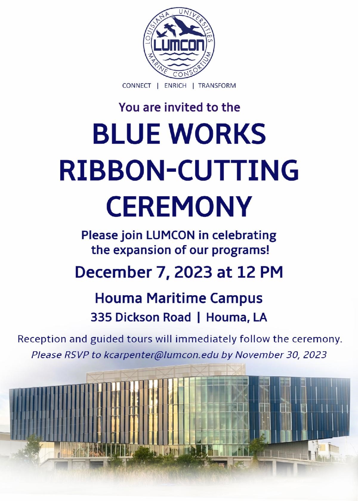 LUMCON Blue Works Ribbon Cutting | Explore Houma