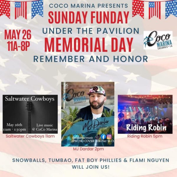 Sunday Funday Memorial Day Celebration at Coco Marina | Explore Houma
